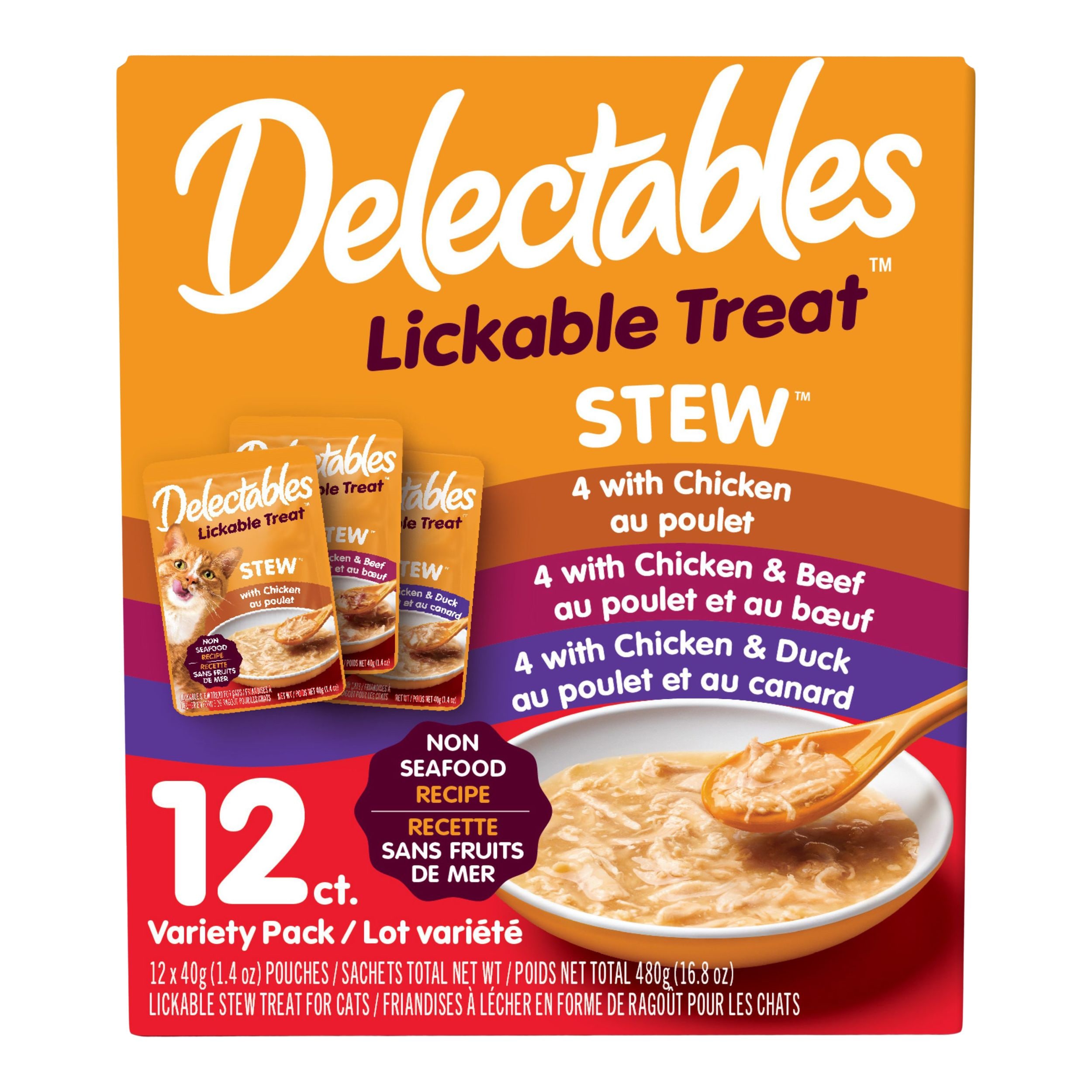 Hartz Delectables Lickable Cat Treat Stew Pouch Variety Pack, Non ...
