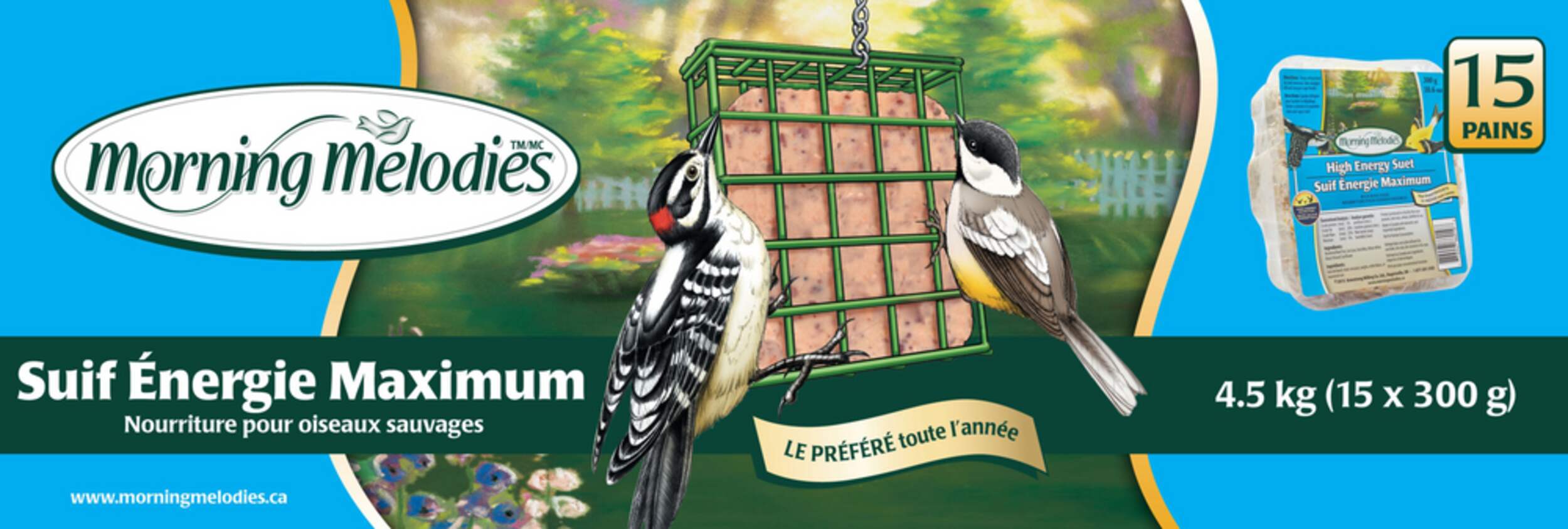 Suif à haute énergie pour oiseaux sauvages Morning Melodies, 4,5 kg ...