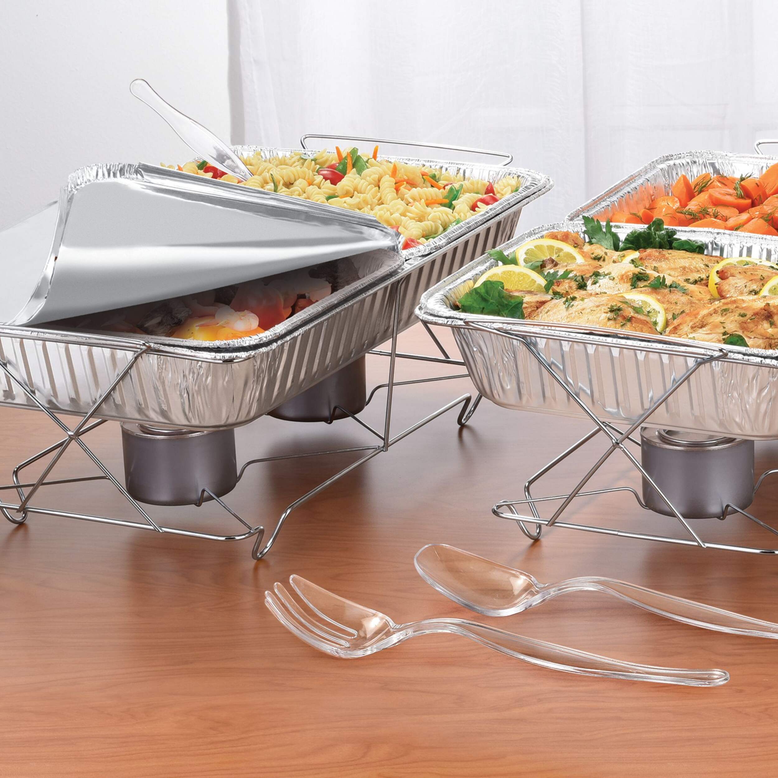 Rectangle Reusable Buffet Set with Pans, Wire Racks, Serving Spoons ...