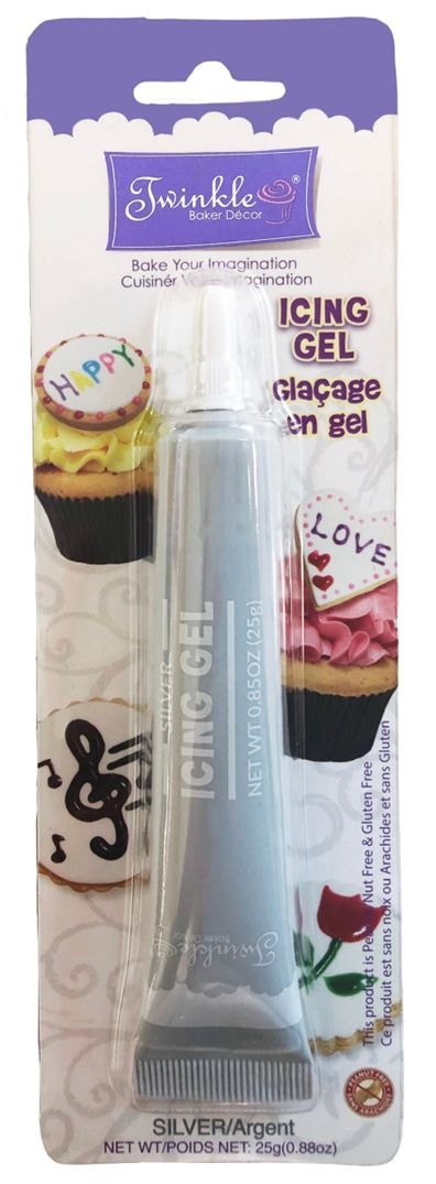 Twinkle Glittering Icing Gel for Everyday Baking, Silver | Party City