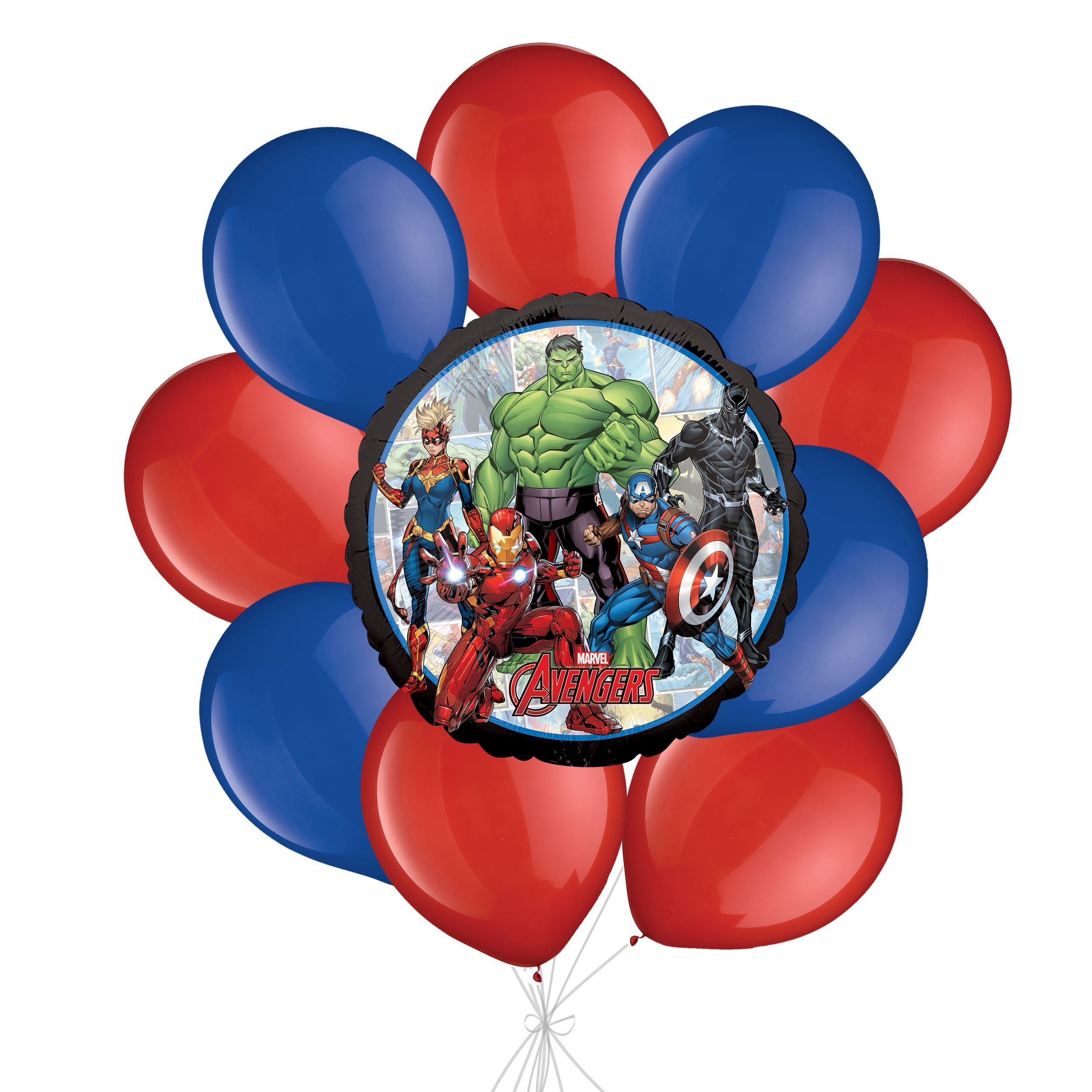 Avengers Balloon Bouquet with Latex Balloons, Royal Blue/Red, 10-pk ...