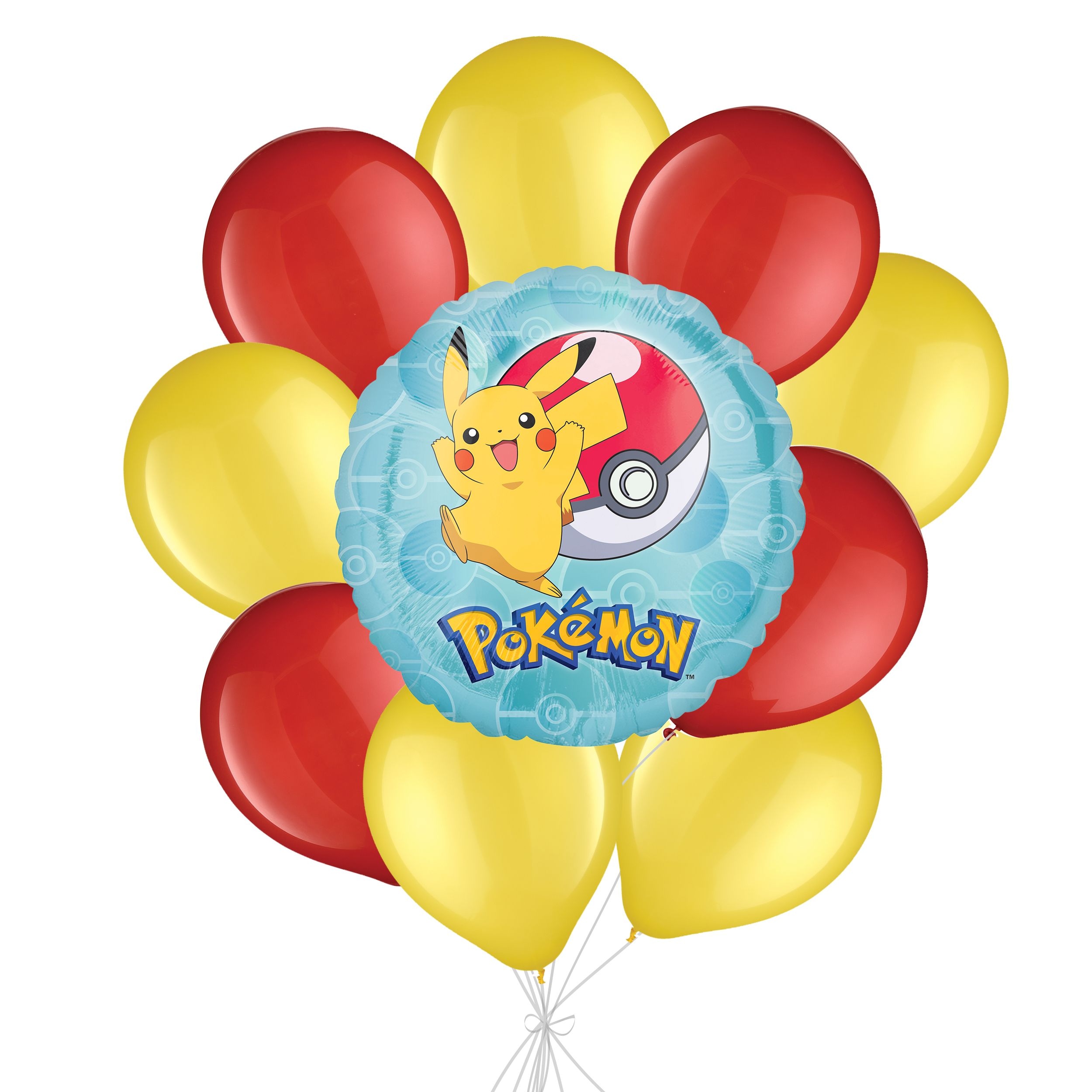 “Pokémon” Pikachu Balloon Bouquet with Latex Balloons, Red/Yellow, 10 ...