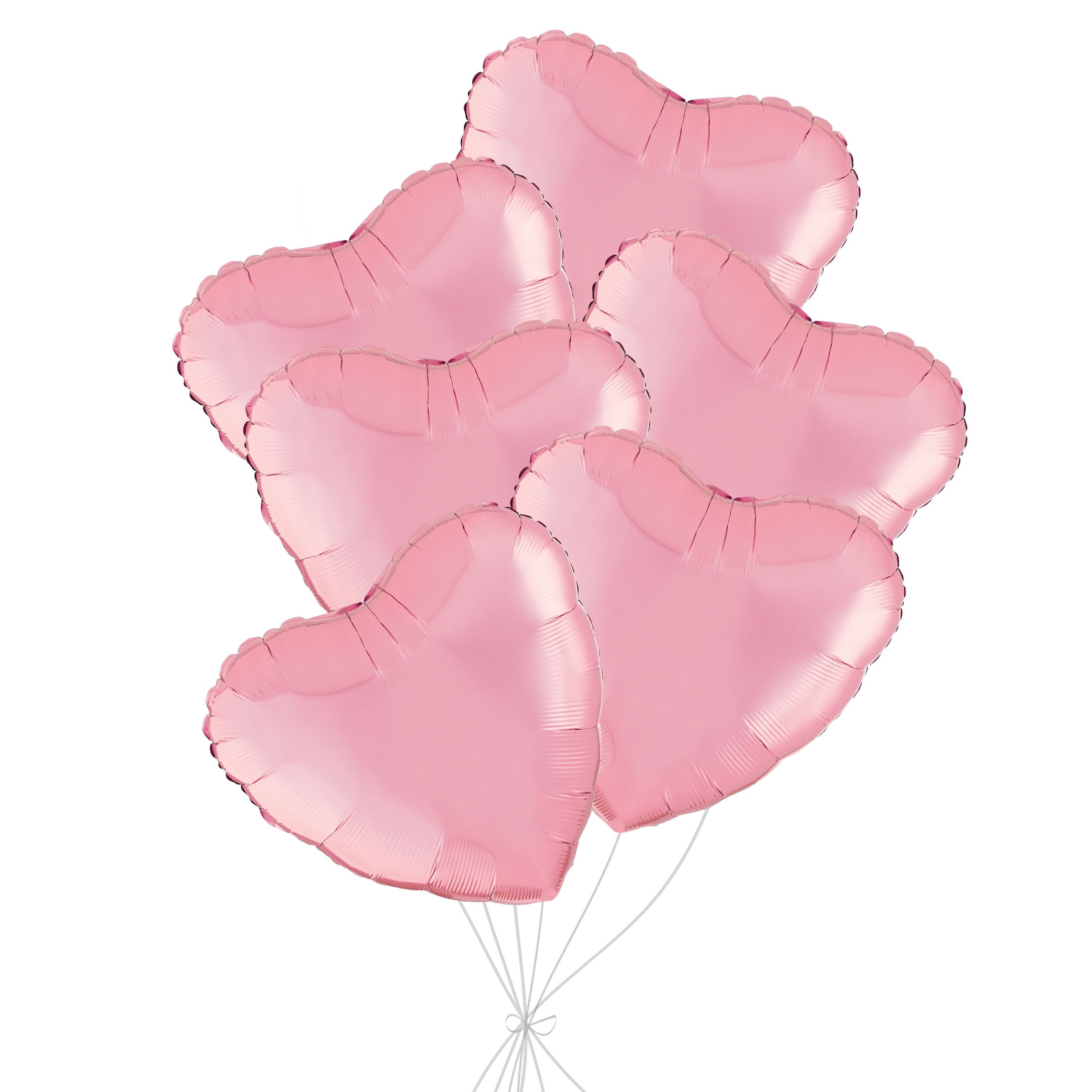 Heart Foil Balloon Bouquet, Pastel Pink, 6-pk, Helium Inflation ...