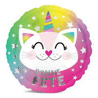 "Bonne Fête" French Round Satin Foil Balloon, Black/Silver, Polka Dot, 18-in, Helium Inflation ...