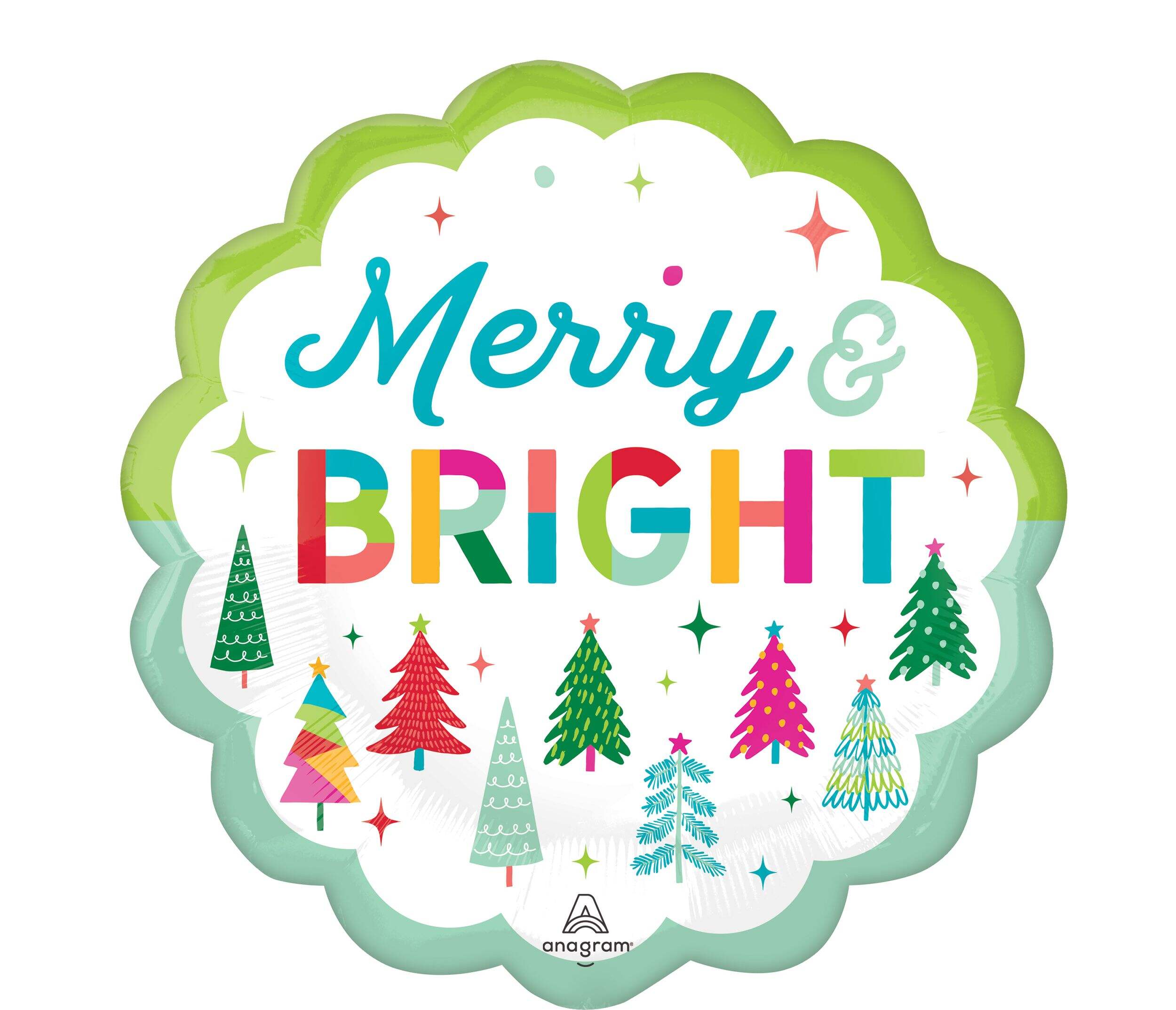 Ballon en aluminium satiné jumbo Merry & Bright, multicolore, 22 po, gonflement à l'hélium et ...