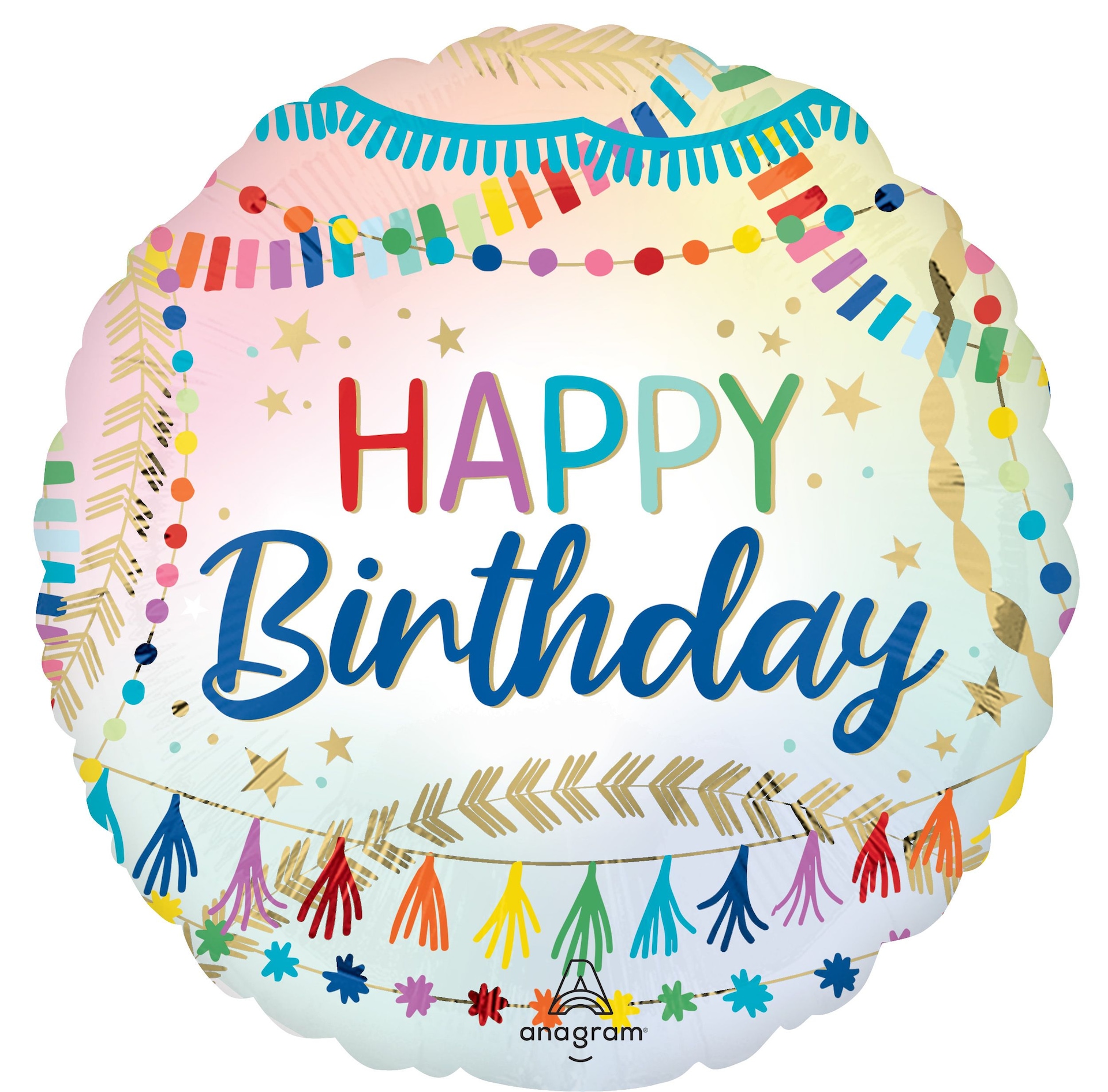 Birthday Streamers Balloon with 'Happy Birthday' message, 18-in ...