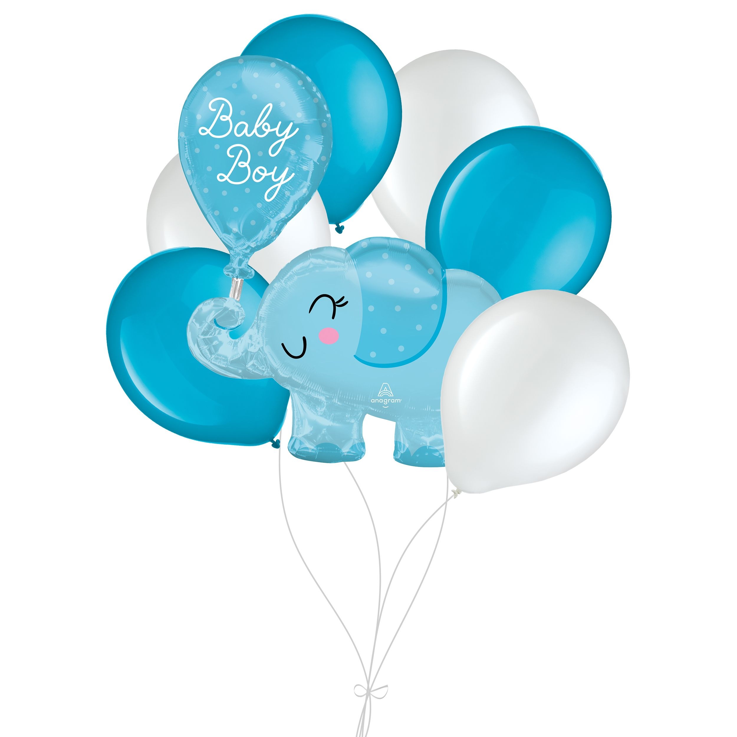 "Baby Boy" Elephant Supershape Balloon Bouquet with Latex Balloons ...