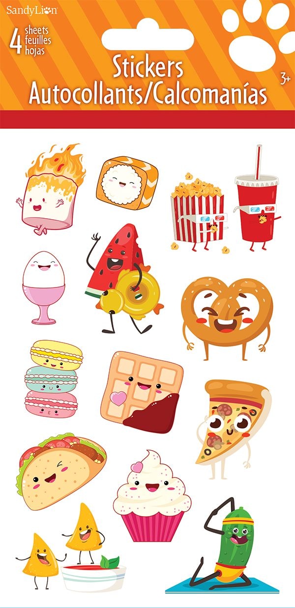 Oh Yum Sticker Variety Pack, Orange/Red/Pink, 4-Sheets | Party City