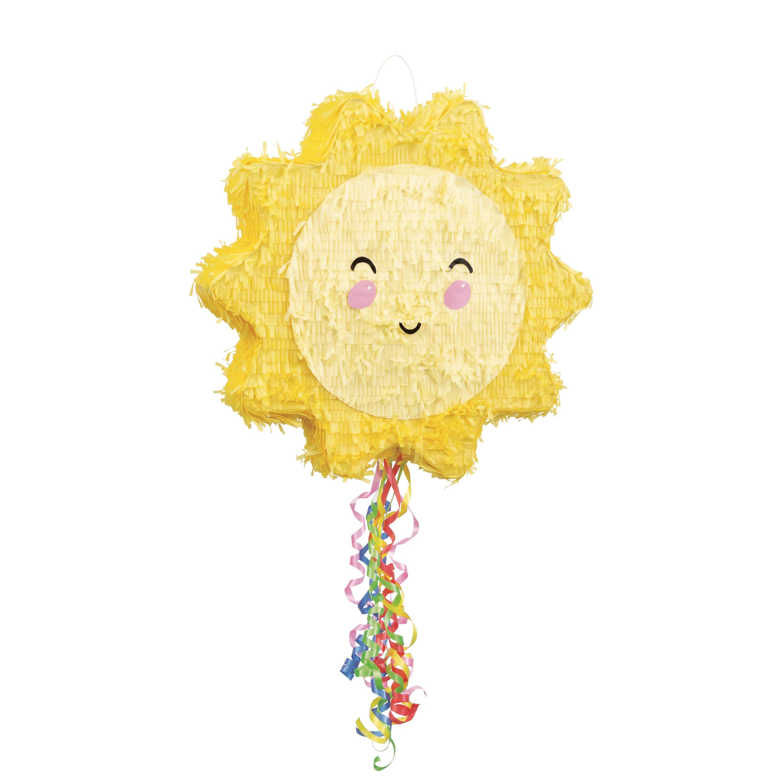 Sun Pinata Hanging Pull String Decoration, Yellow/Orange, 19-in, Holds ...