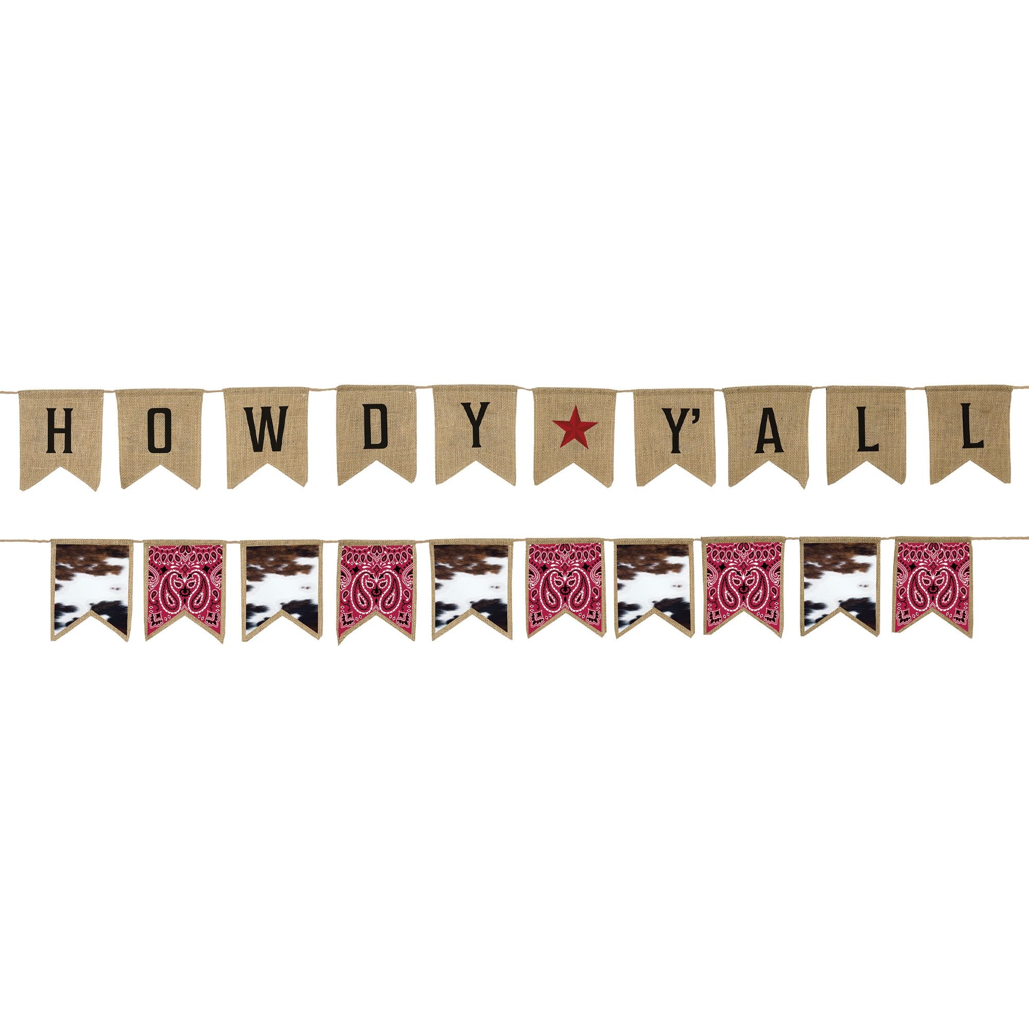 Western Howdy Y'all Reversible Burlap Hanging Banner Decoration, Multi ...