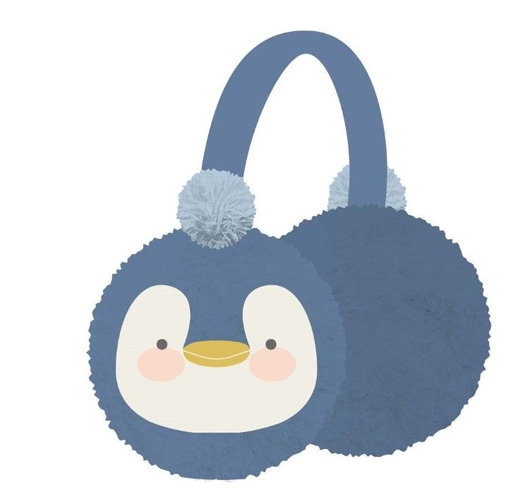 Kids' Fuzzy Winter Penguin Earmuff With Pom Poms, Blue, One Size ...