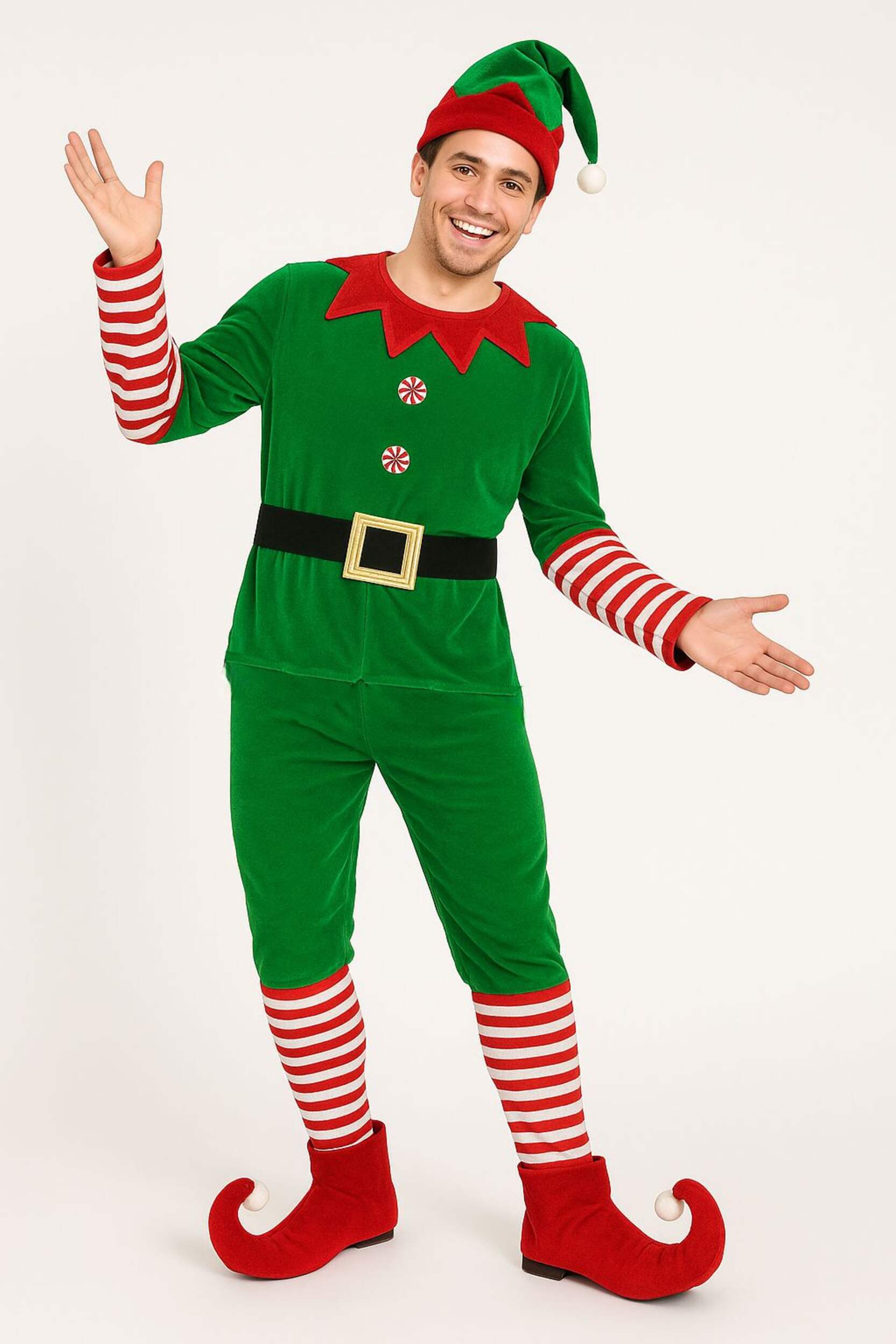 Costume de lutin du pôle Nord pour adulte, vert/rouge, homme, très grand, pour Noël | Party City