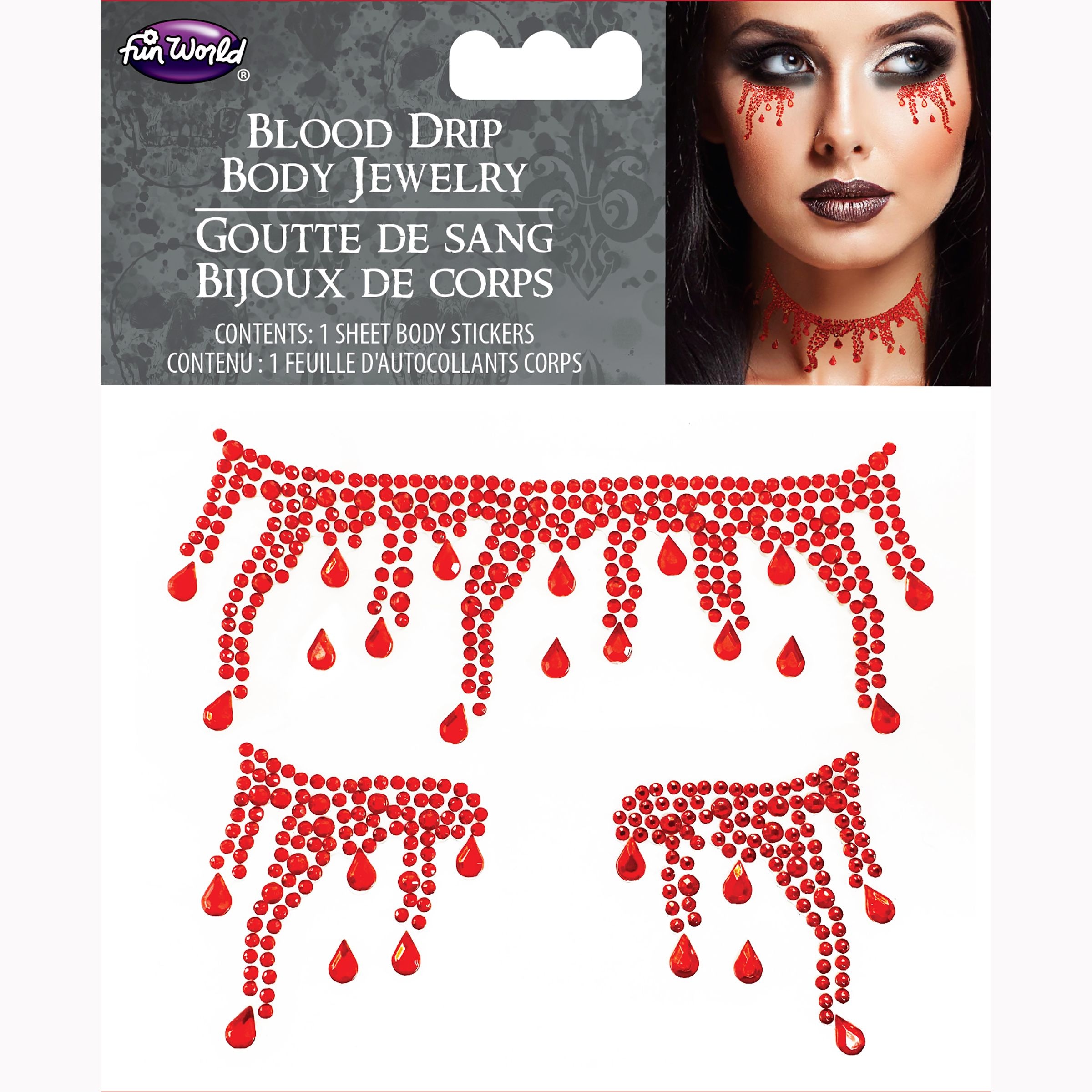 Bloody Drip Body Jewelry Wearable Costume Accessory, Red, One Size ...