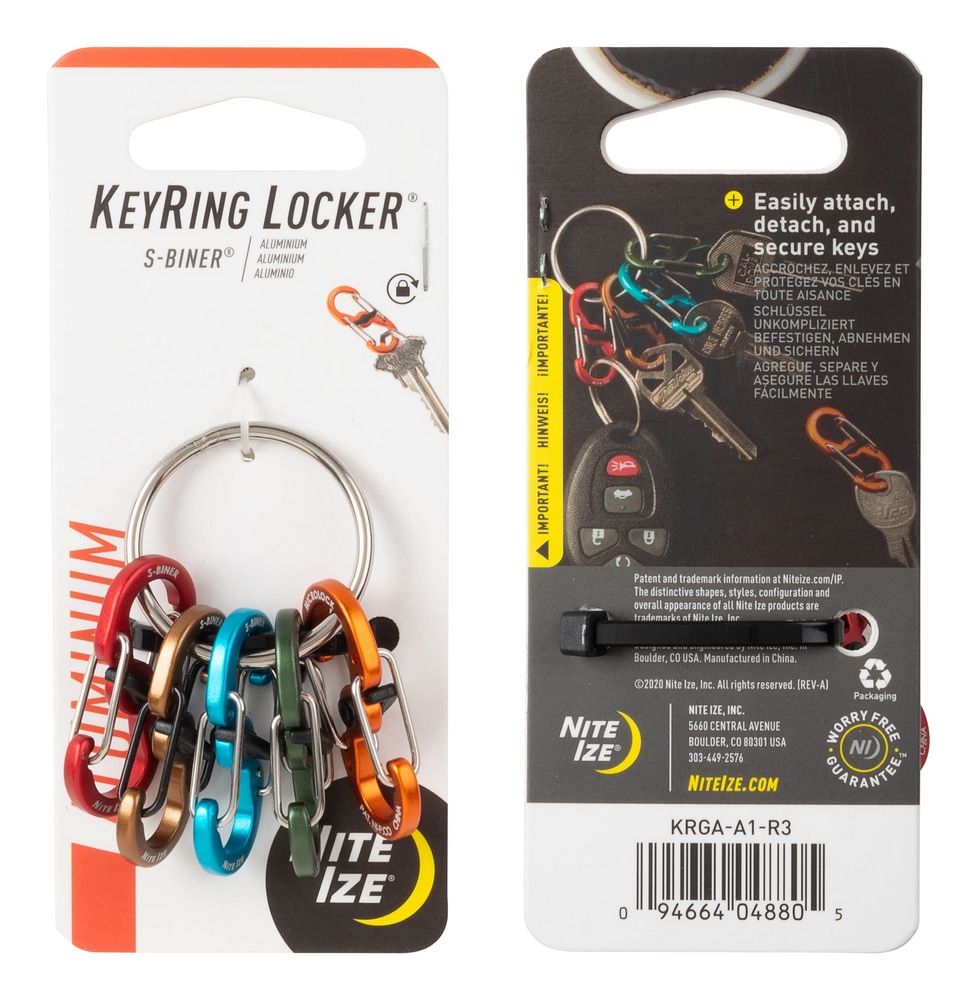 Nite Ize KeyRing Locker S-Biner Identification Keychain w/ 6 Colour ...