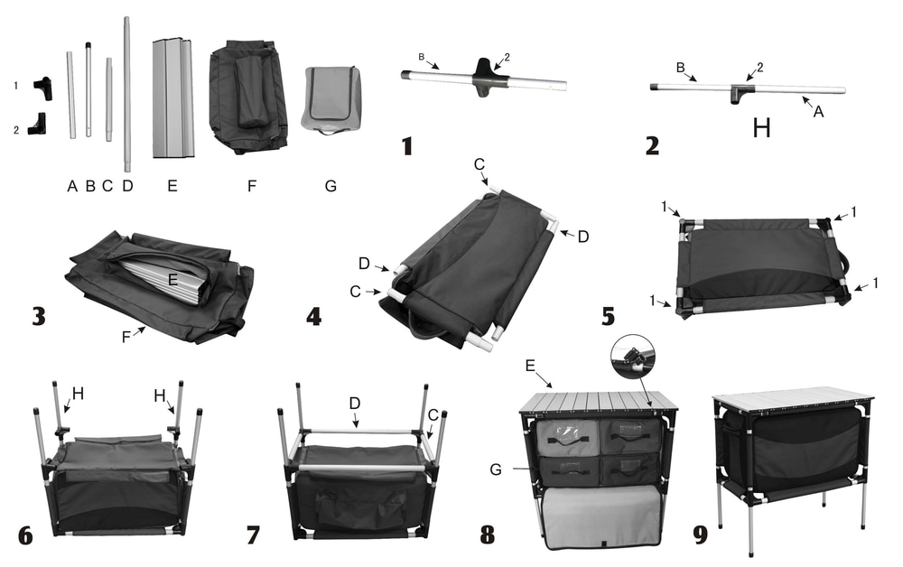 Camp Chef Mountain Series Sherpa Portable Camping Cook Table w/ 4 ...