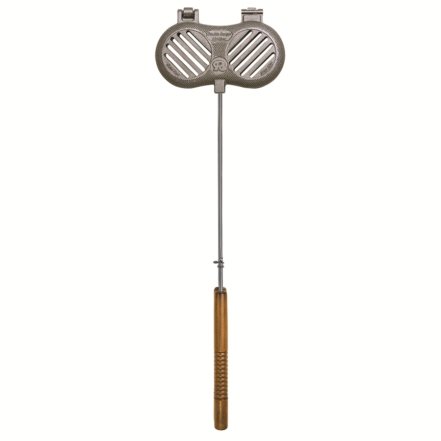 Rome Wilderness Cast Iron Double Grill Iron, with Wood Handle, 28-in ...