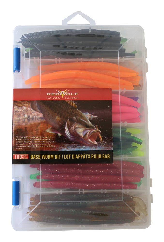 Red Wolf Bass Worm Lure Kit, 100-pc | Canadian Tire