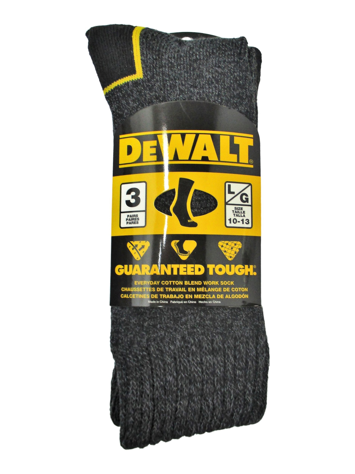 DEWALT Men's Everyday Cotton Blend Work Socks, Reinforced Heel/Toe, 3 ...