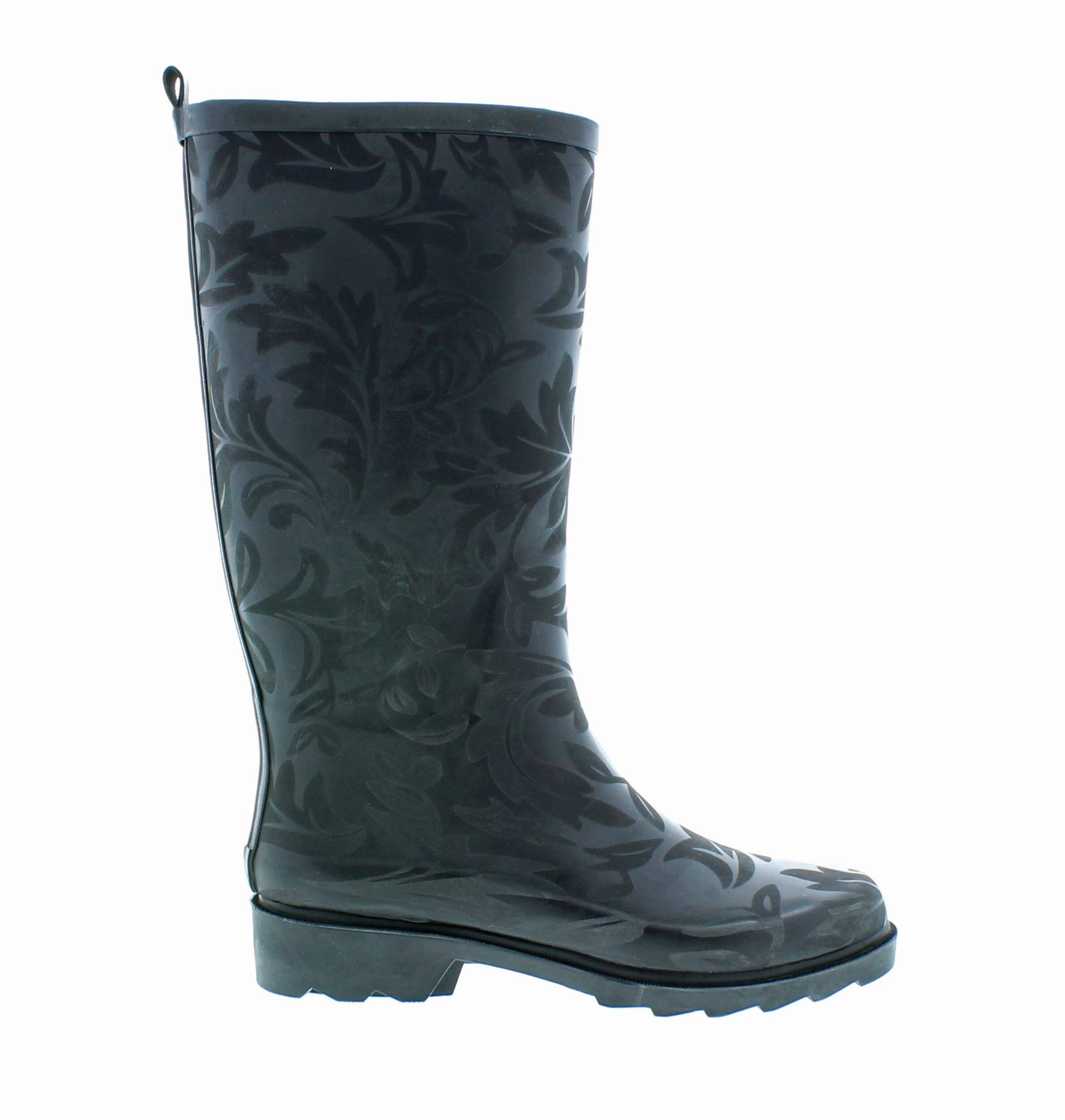 Outbound Women's Flora Waterproof Patterned Rubber Rain Boots, Black ...