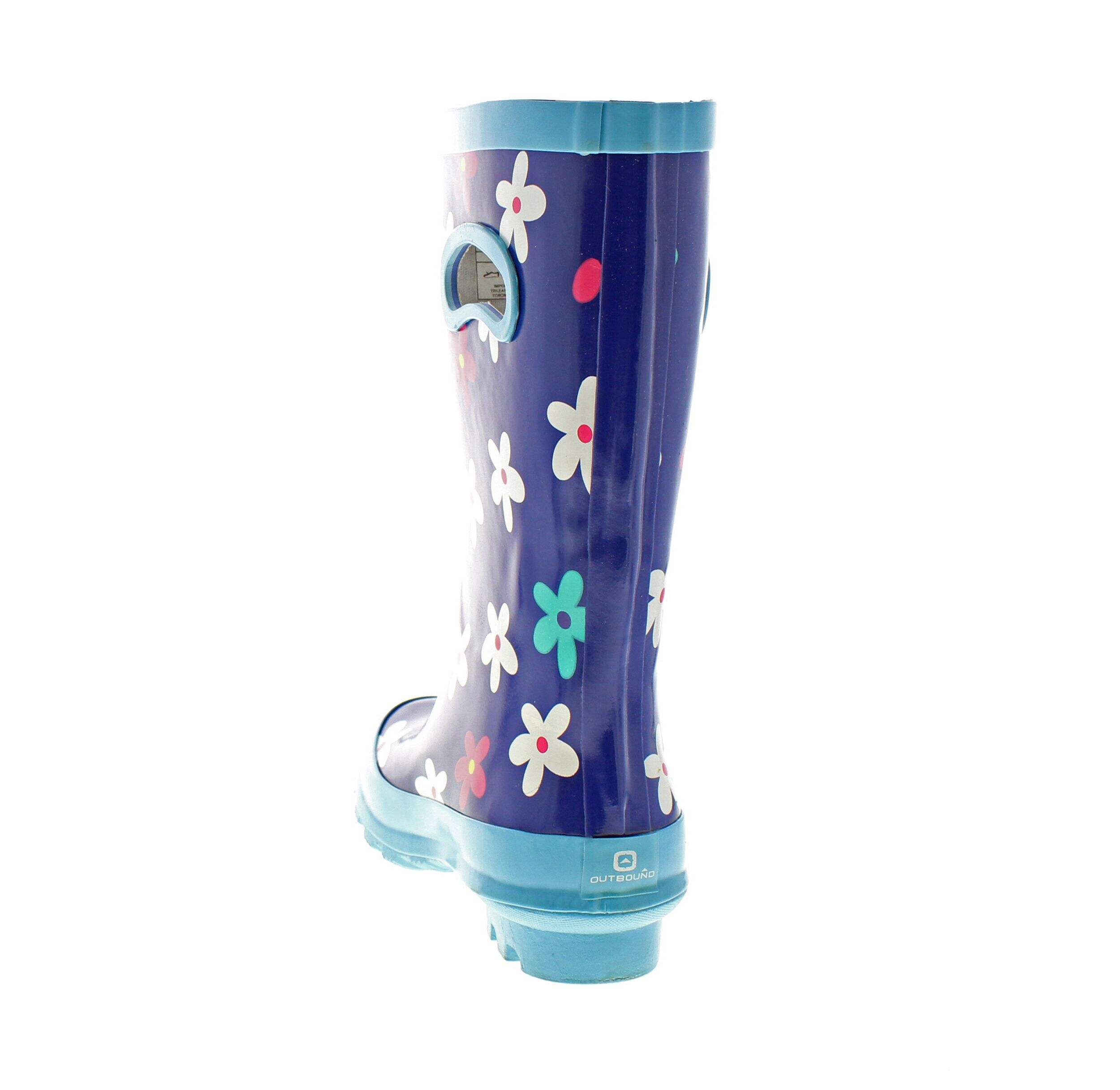 Outbound Kids' Waterproof Flower Rubber Rain Boots,Blue/White/Pink ...