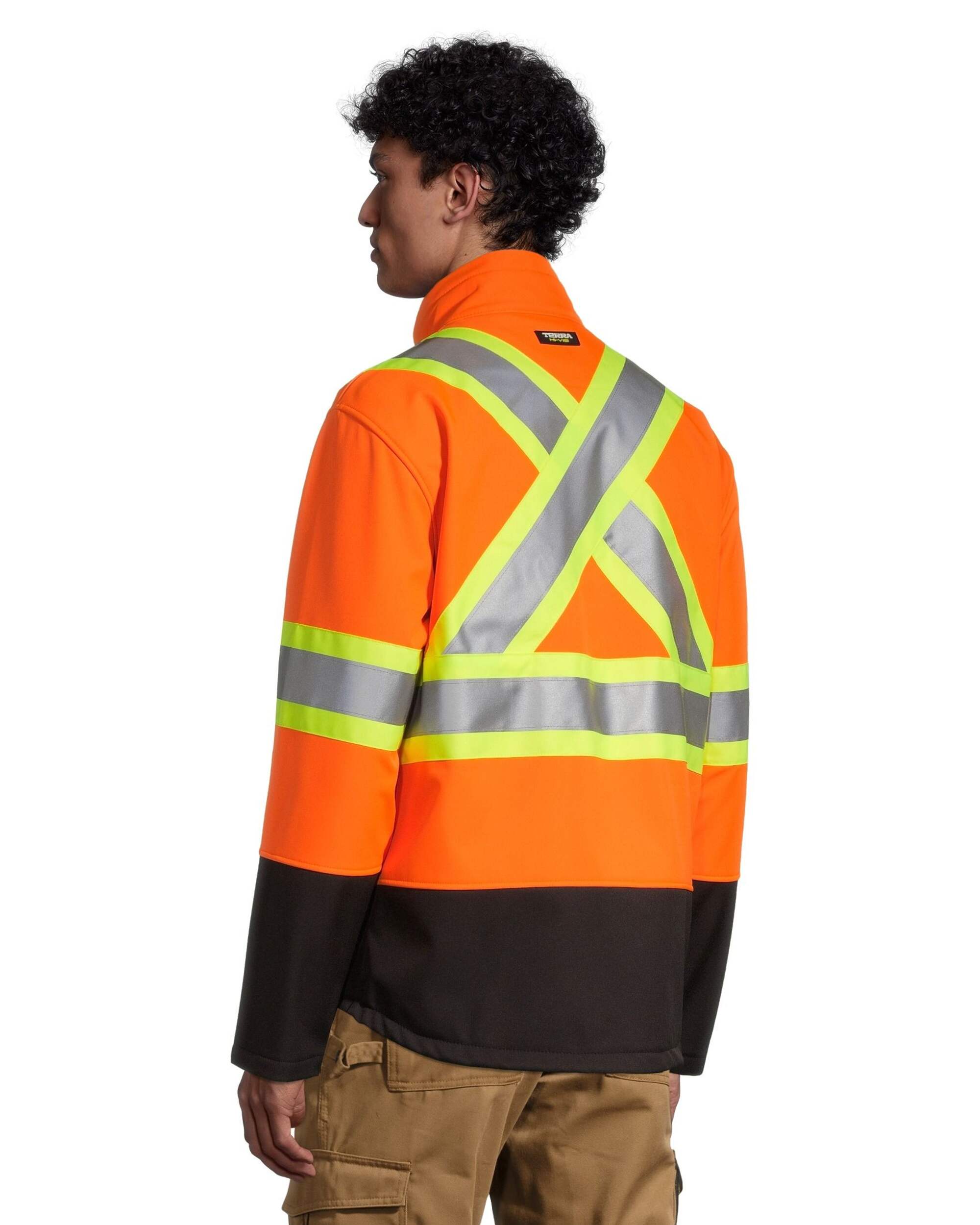 Terra Men's Hi-Vis Softshell Wind-Resistant Work Jacket with Reflective ...