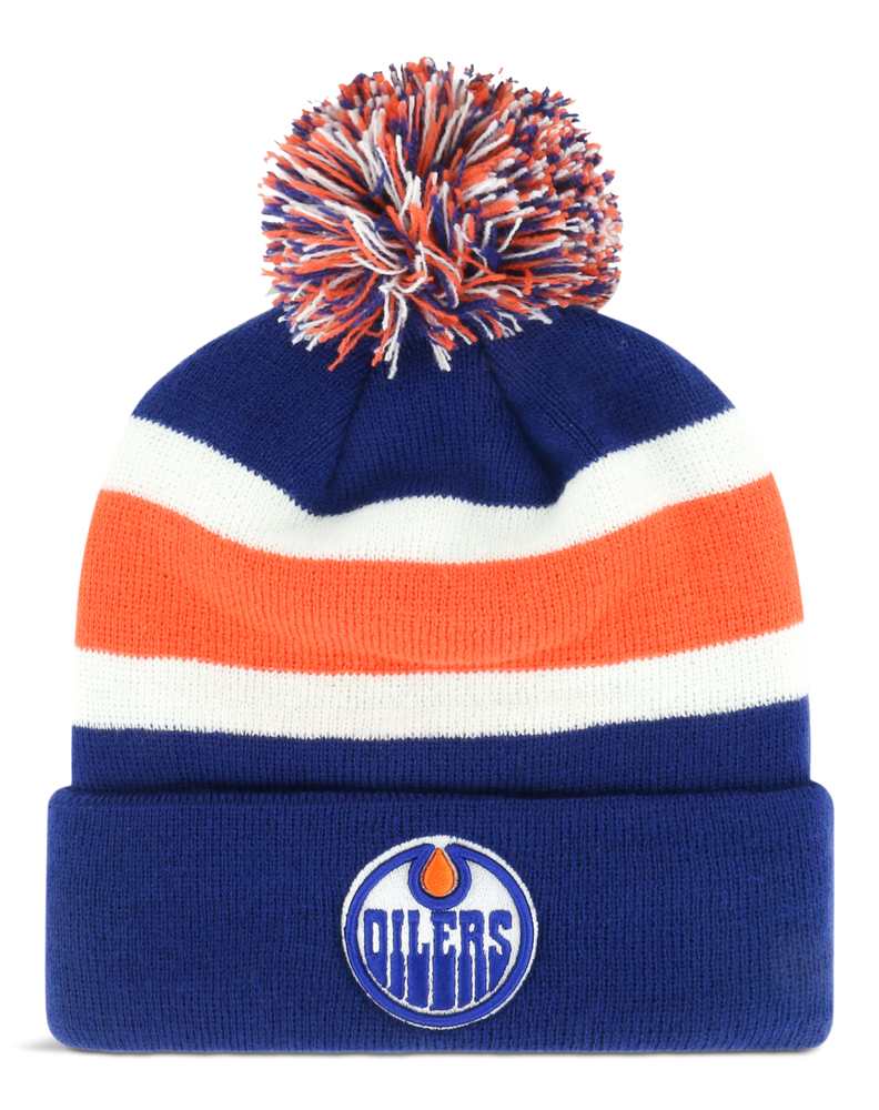 Fan Favourite NHL Edmonton Oilers Mass Breakaway Cuffed Knit Pom Beanie ...