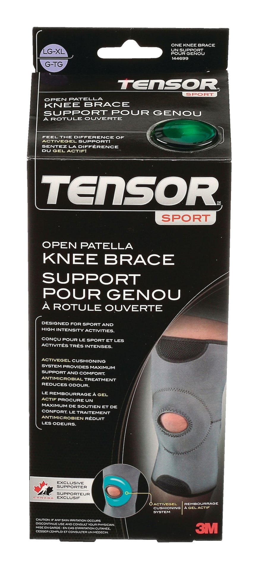 Tensor™ Sport Antimicrobial Open Patella Knee Brace, Black, Assorted ...