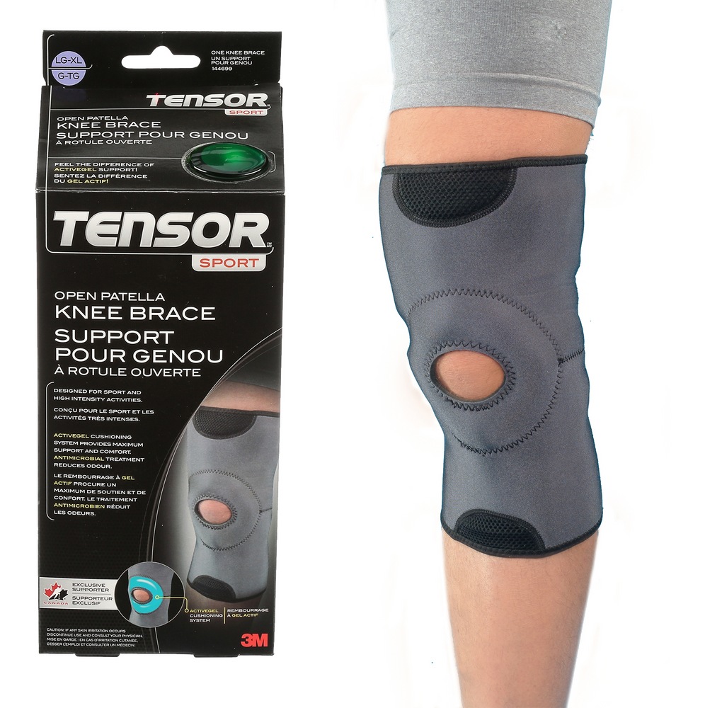 Tensor™ Sport Antimicrobial Open Patella Knee Brace Black Assorted