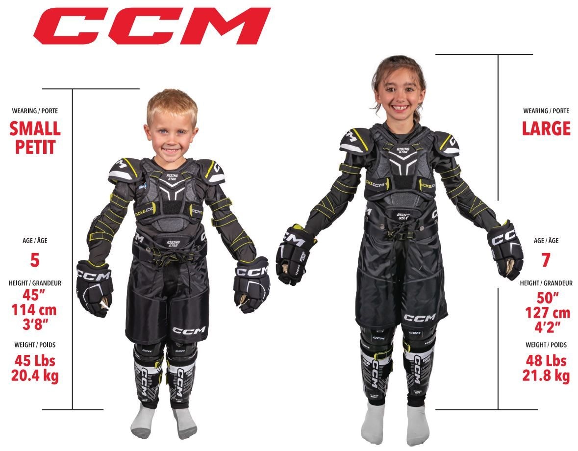 CCM Rising Star Elite Hockey Protective Kit, Youth, Black/White/Yellow ...