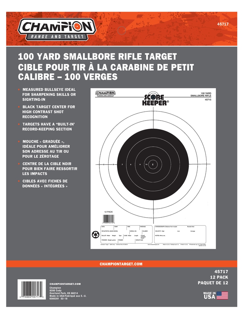 Champion 100 Yard Smallbore Rifle Shooting Target, 12-pk | Canadian Tire