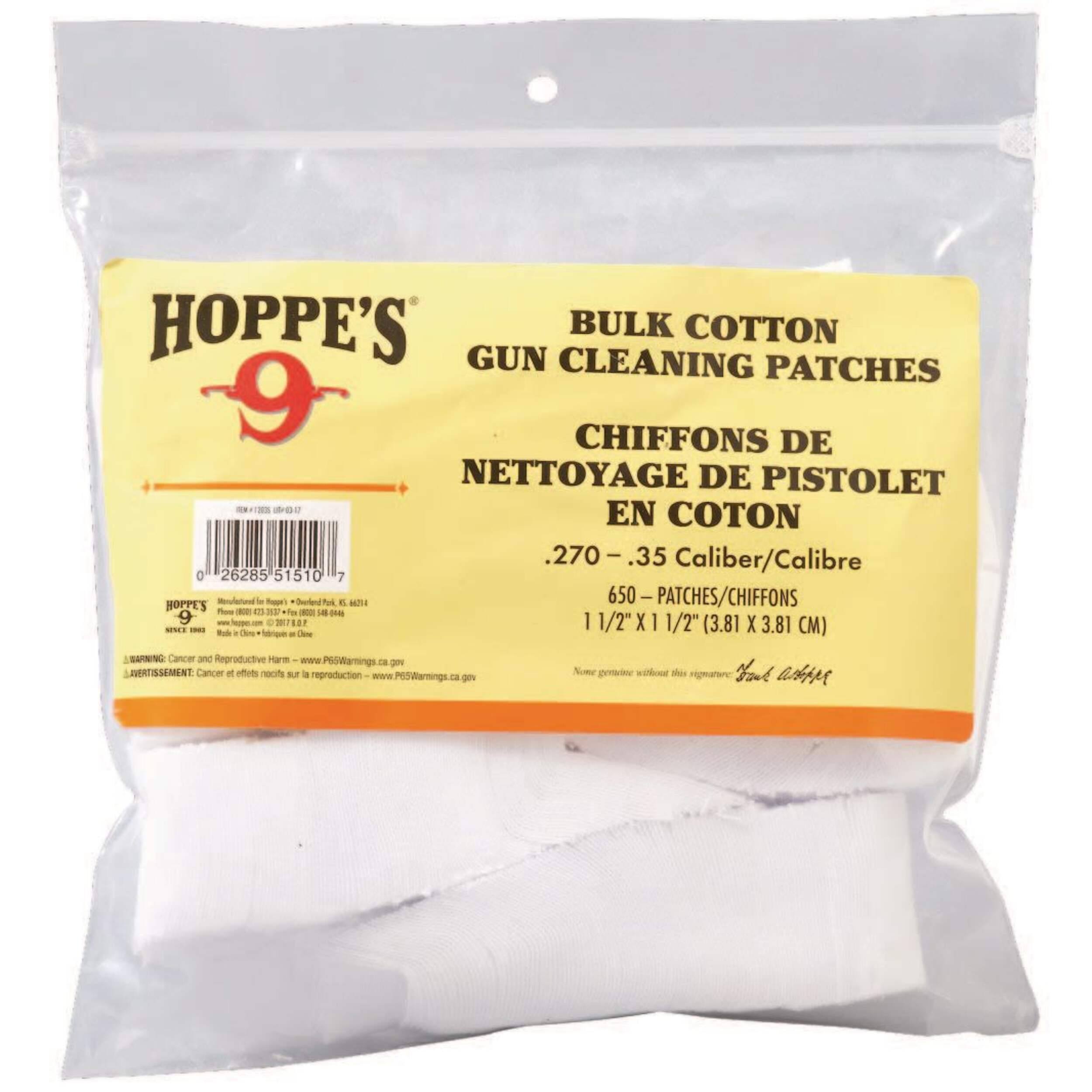 Hoppe's Hunting Gun Cleaning Patches, .270-.35 Calibre, 650-pk ...