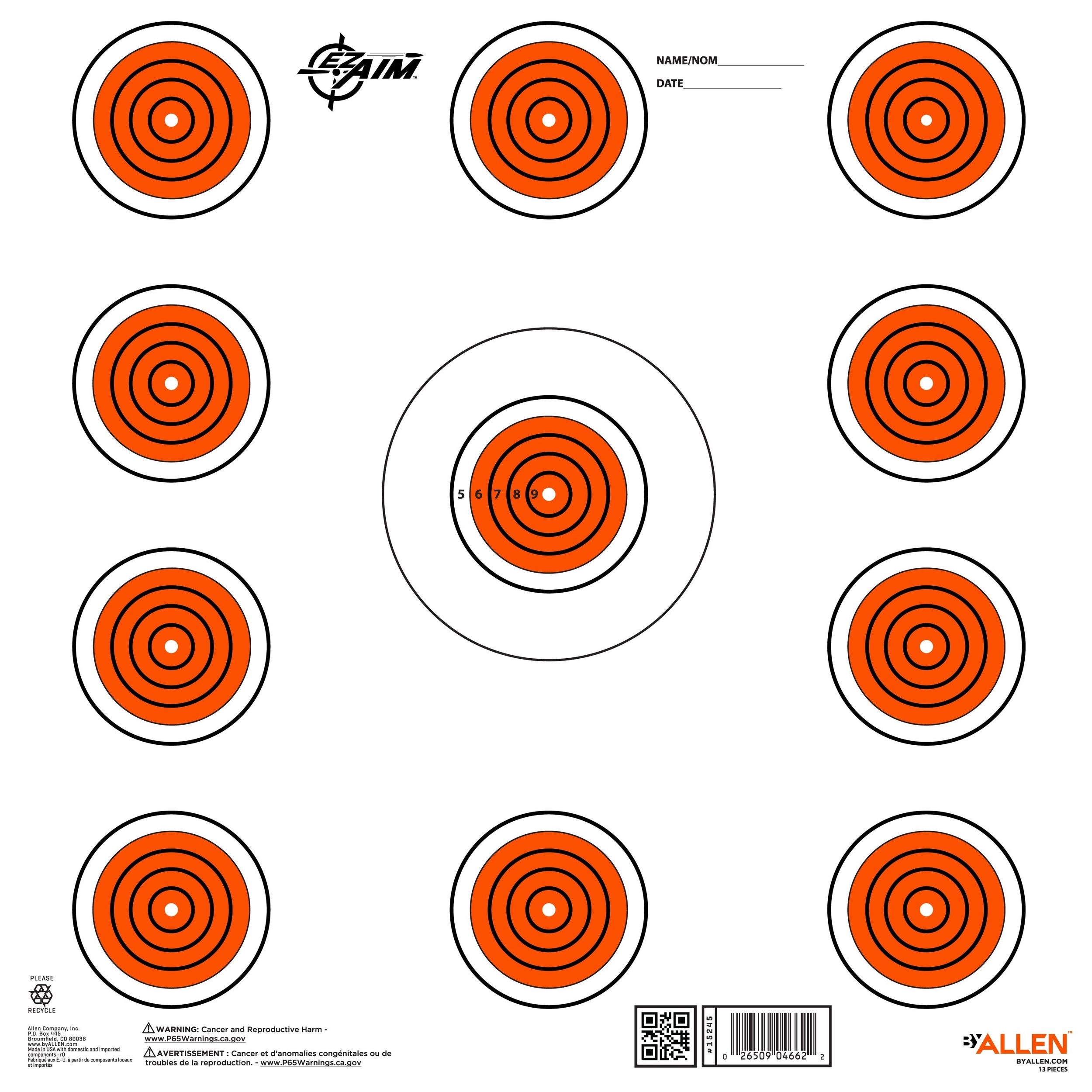 Cible de tir Allen EZ Aim avec 11 zones, 12 po, paq. 13 | Canadian Tire