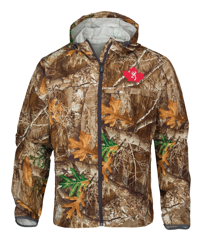 Browning Packable Lightweight Hooded Hunting Rain Jacket, Realtree Edge ...