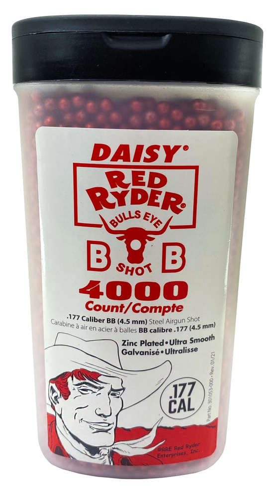 Daisy Red Ryder Bullseye BBs, 4000-pk, Airsoft, Zinc-Plated, Red | Canadian Tire