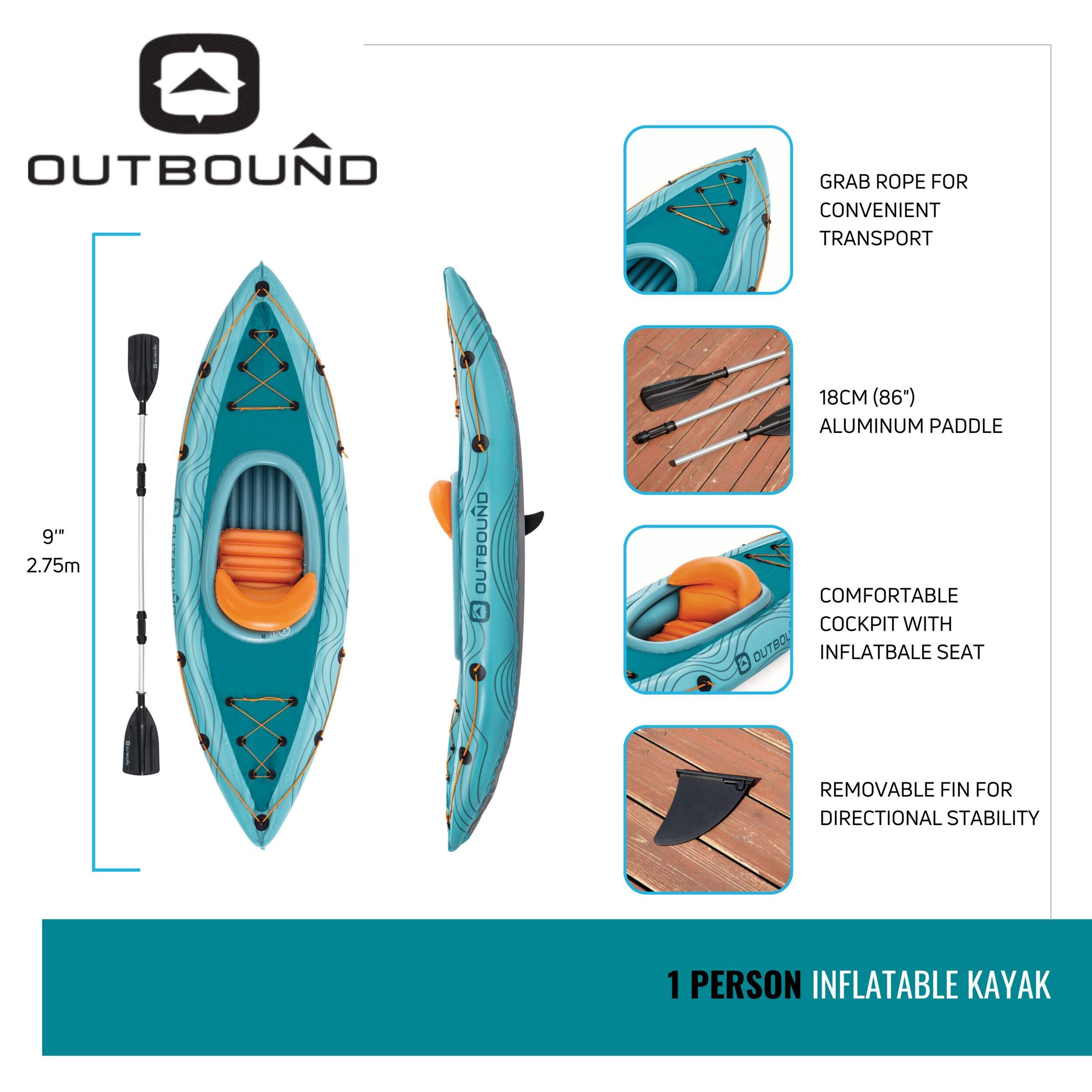 Outbound Inflatable Kayak, 9-ft | Canadian Tire