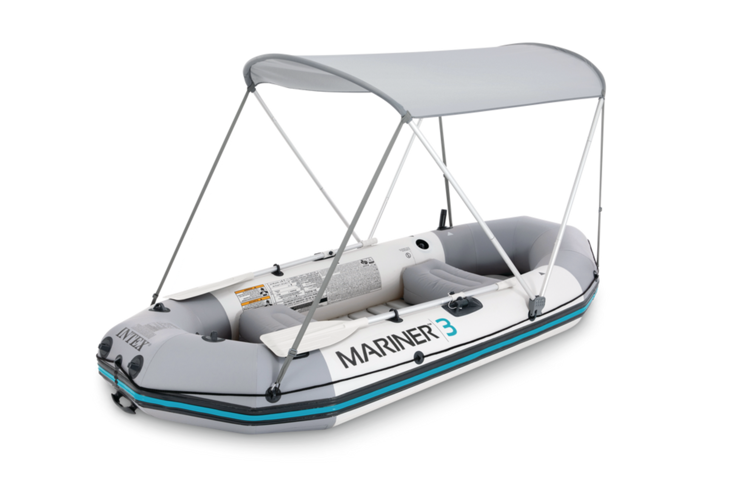 Intex Mariner Inflatable Boat with Canopy & Oars, PVC, Grey | Canadian Tire