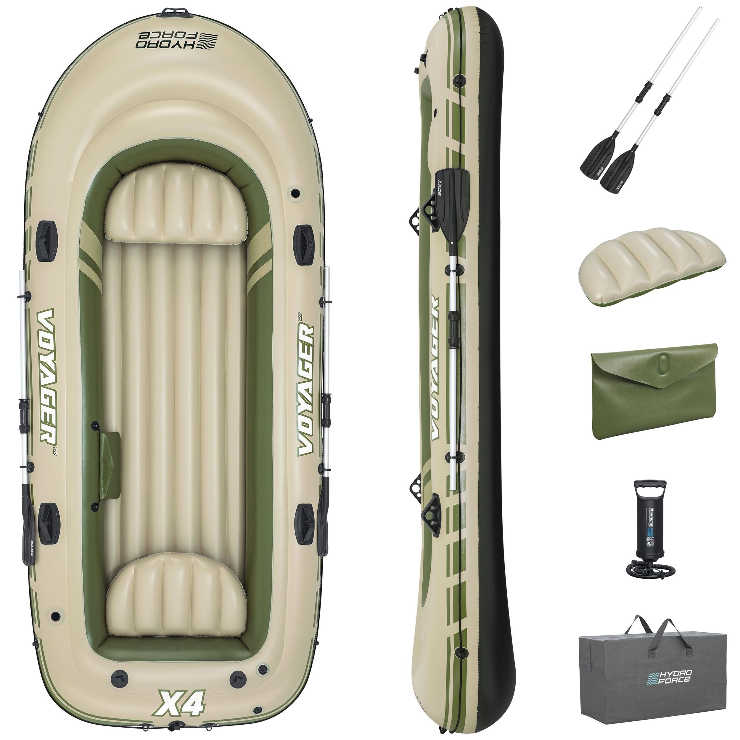 Bestway Hydro-Force™ Voyager X4 Inflatable Boat, 4-Person, Khaki ...