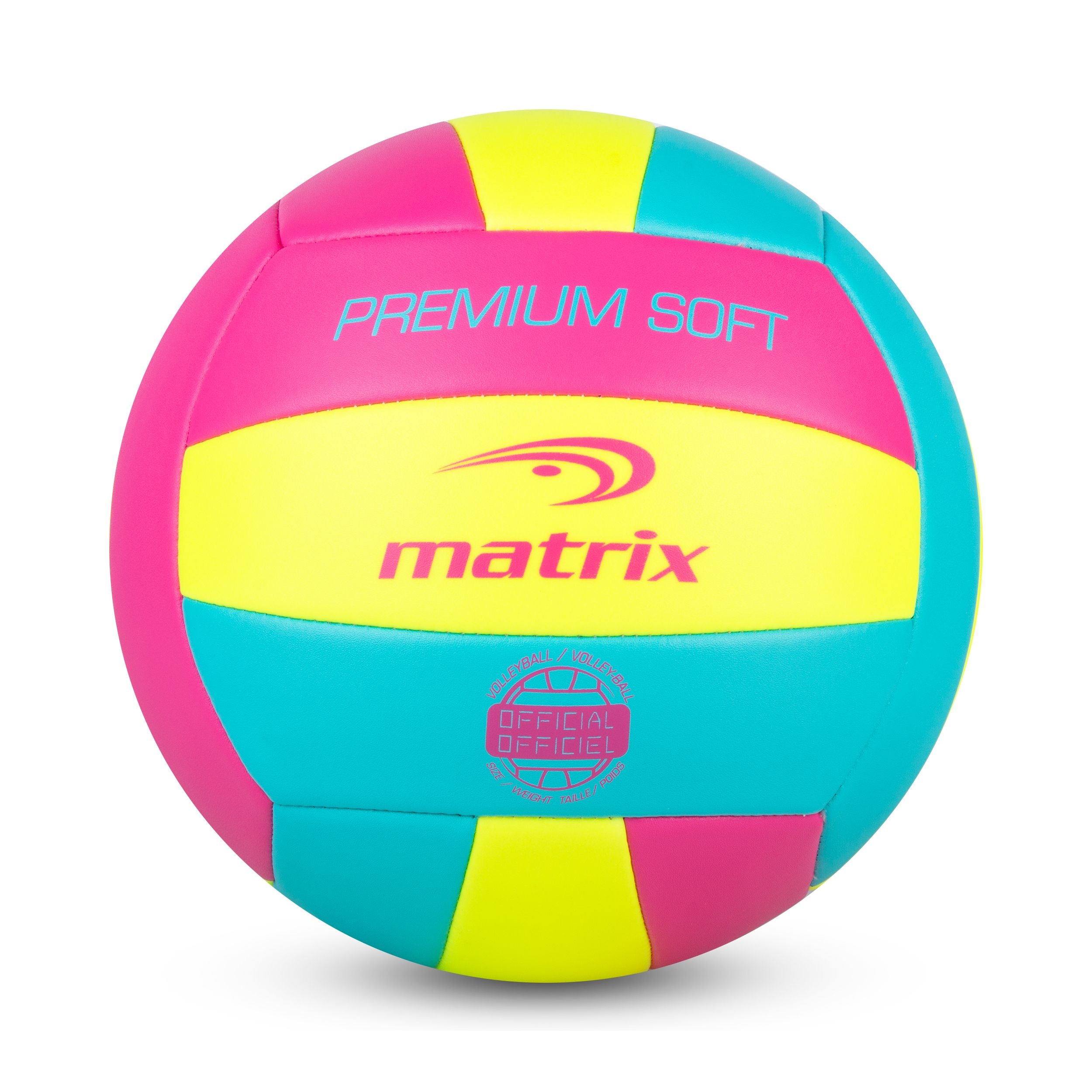 Matrix Premium Soft Volleyball, Synthetic Leather, Blue/Pink/Yellow ...