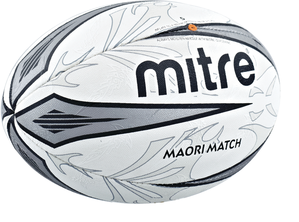 Mitre Maori Match Official Size Rubber Rugby Ball, White/Grey ...