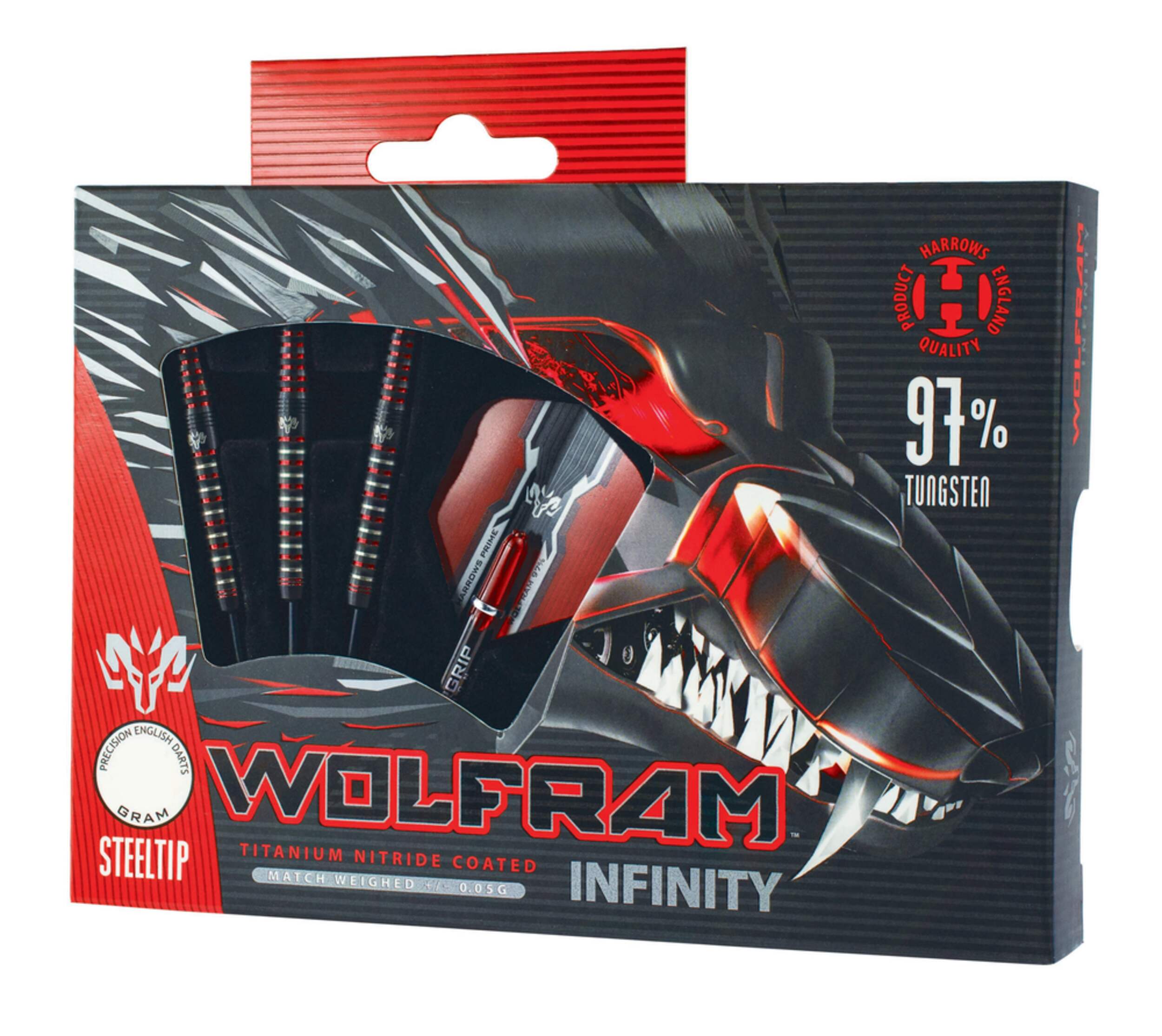 Harrows Wolfram Infinity 97% Tungsten Titanium Nitride Coated Darts Set Red/Black, 24-g, 3-pk ...