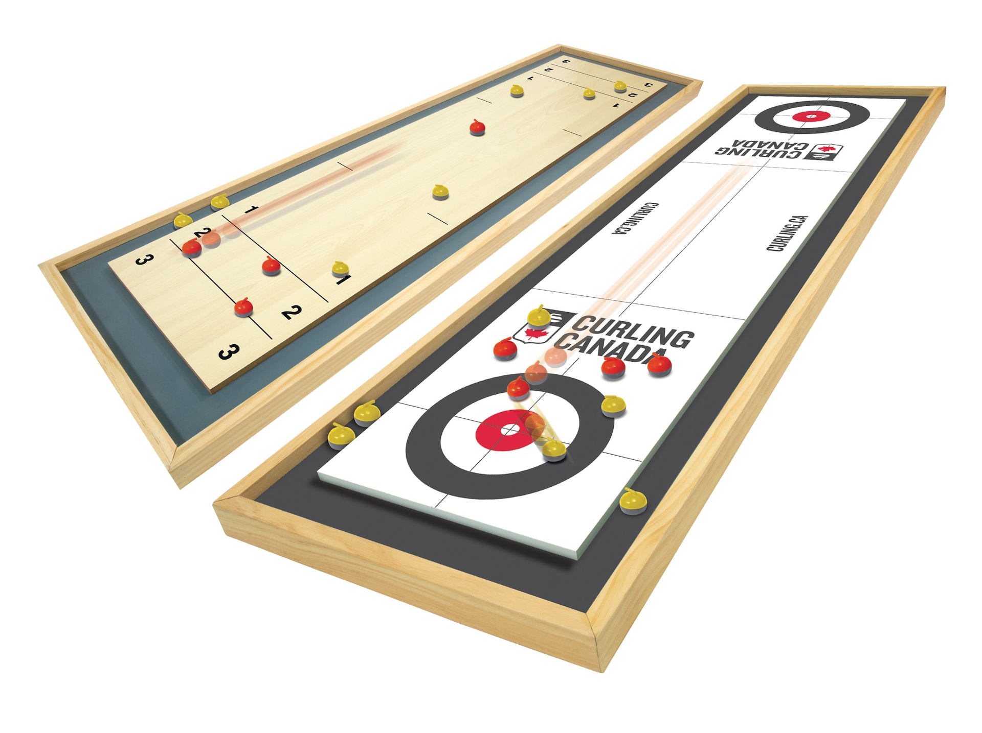 Canada Curling Game, Deluxe Wood 2-in-1 Double Sided Giant Table Top ...