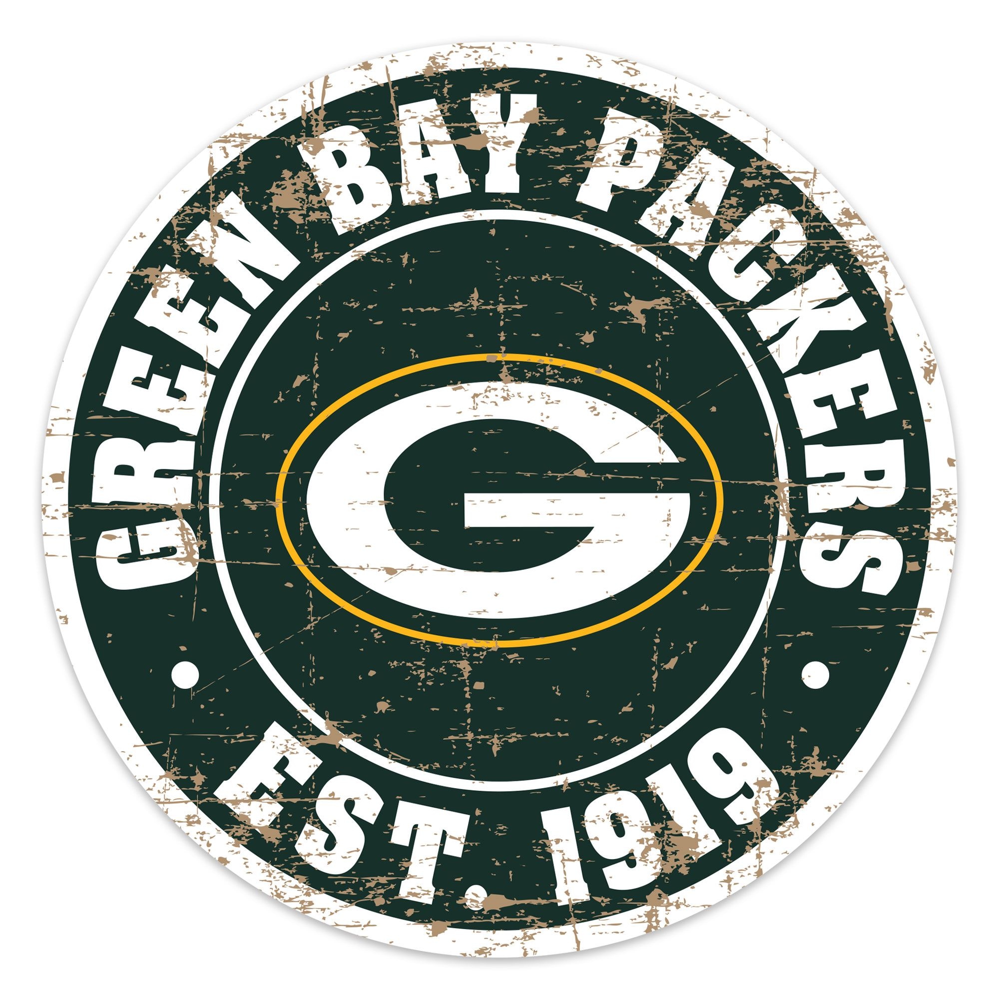 Green Bay Packers Round PVC Distressed Logo Wall Sign, 22-in | Canadian ...