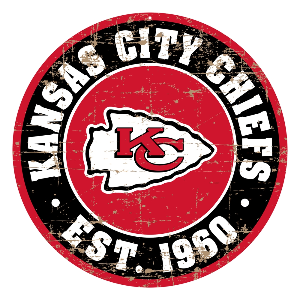 Kansas City Chiefs Round PVC Distressed Logo Wall Sign, 22-in | Canadian Tire