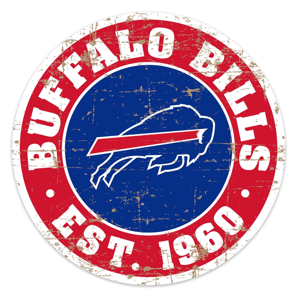 NFL Buffalo Bills Round PVC Distressed Logo Wall Sign, 22-in | Canadian ...