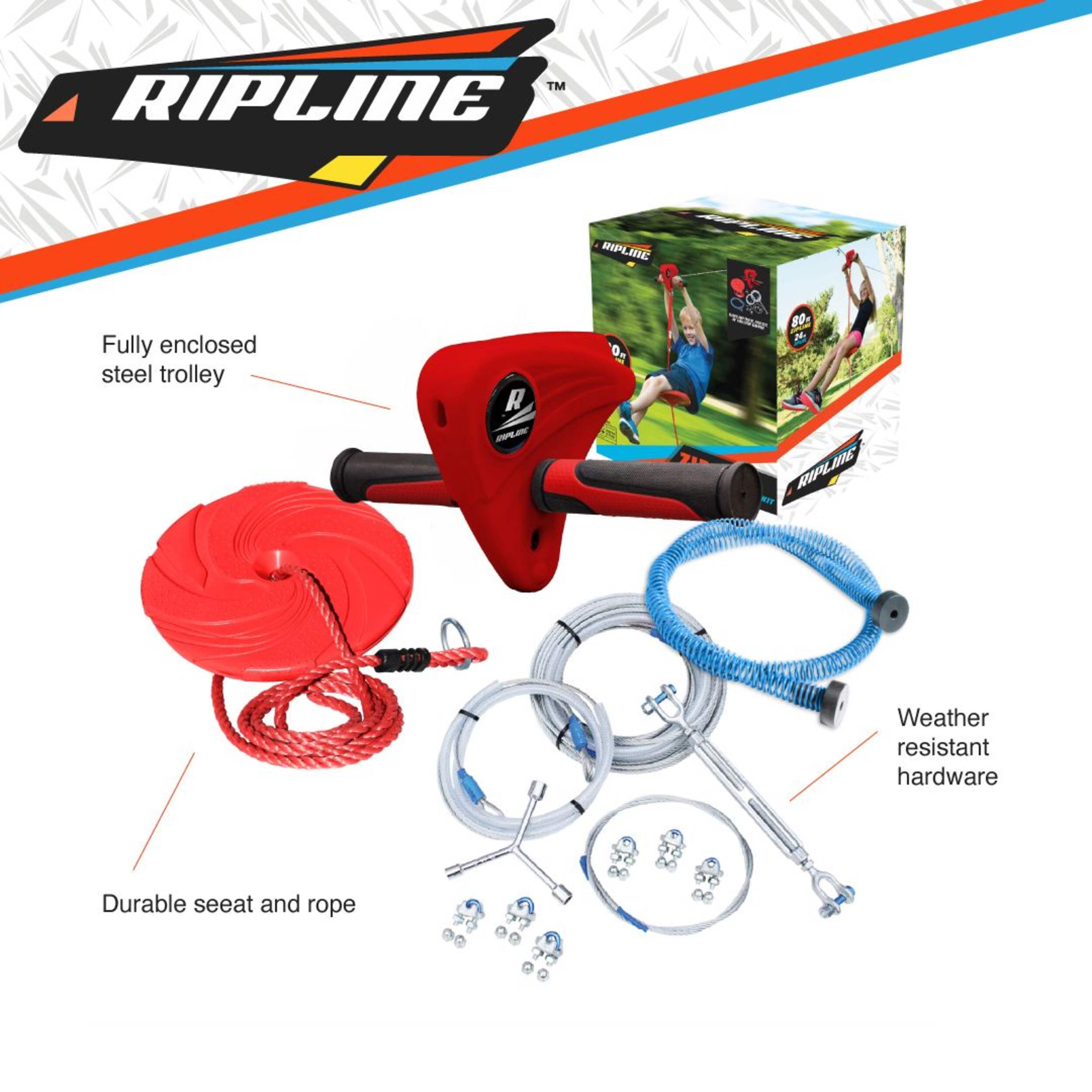 Ripline Outdoor Zipline Kit with Seat, 80-ft, For Ages 8+ | Canadian Tire