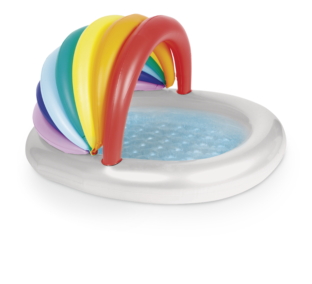 Stella & Finn Inflatable Rainbow Baby & Toddler Spray Pool with Canopy ...
