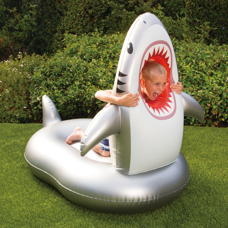 Stella & Finn Inflatable Ride-On Shark Pool Float/Lounger, Grey, 60-in ...