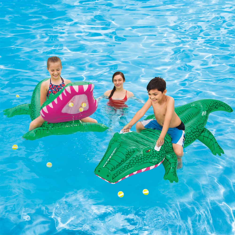 Stella & Finn Inflatable Ride-On Alligator Toy Pool Float/Lounger ...