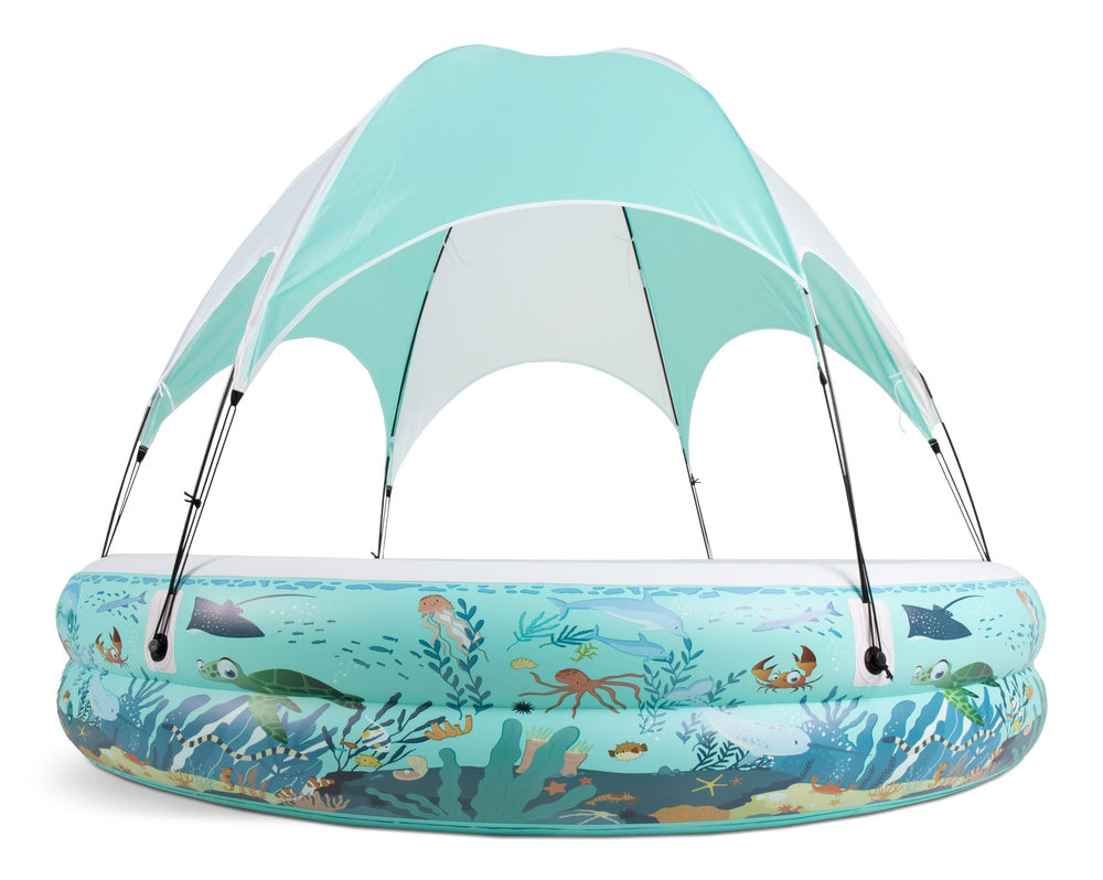Stella & Finn Ocean Life Splash & Play Inflatable 2 Ring Canopy Pool ...