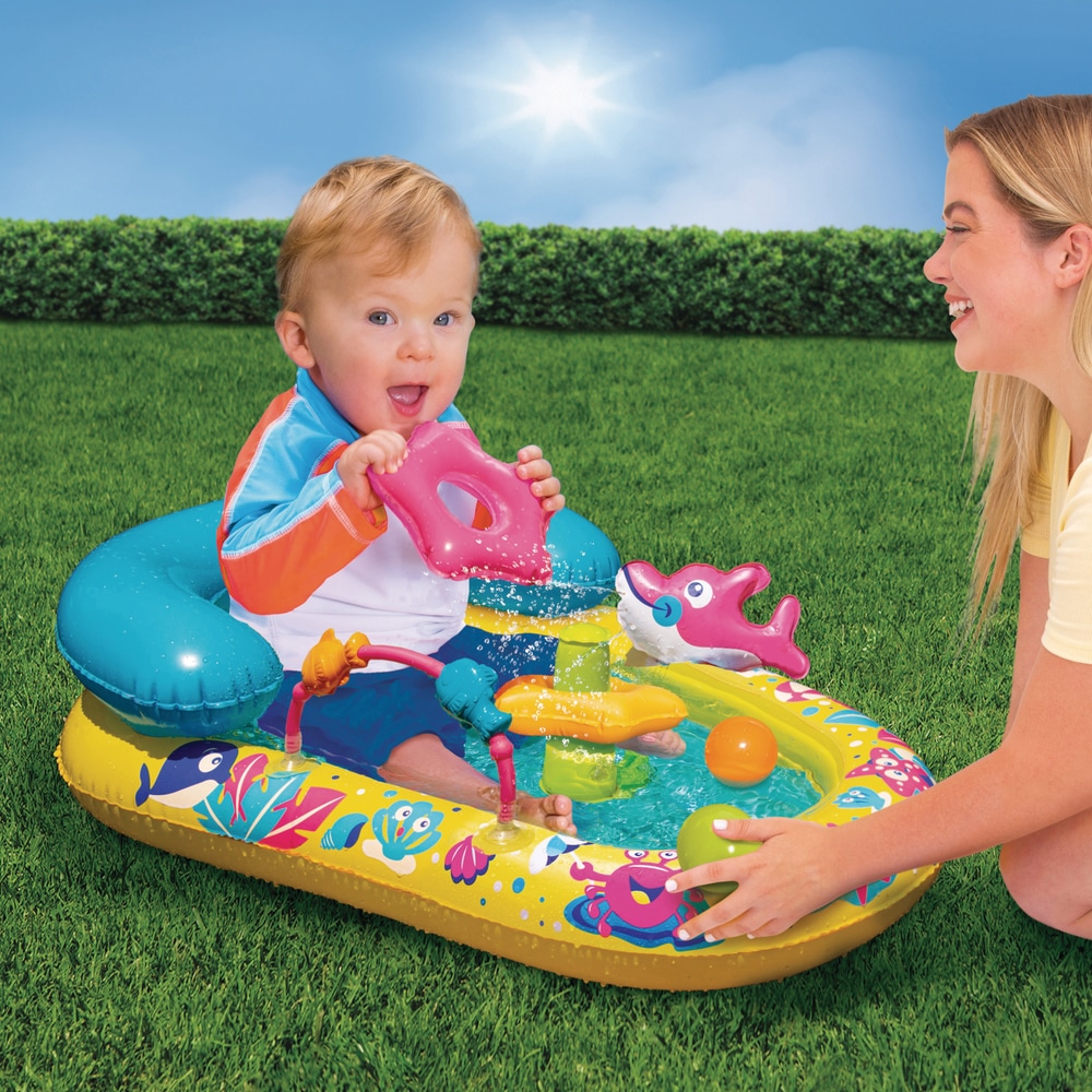Banzai Jr Kids' Inflatable Splash Discovery Activity Center, Outdoor ...